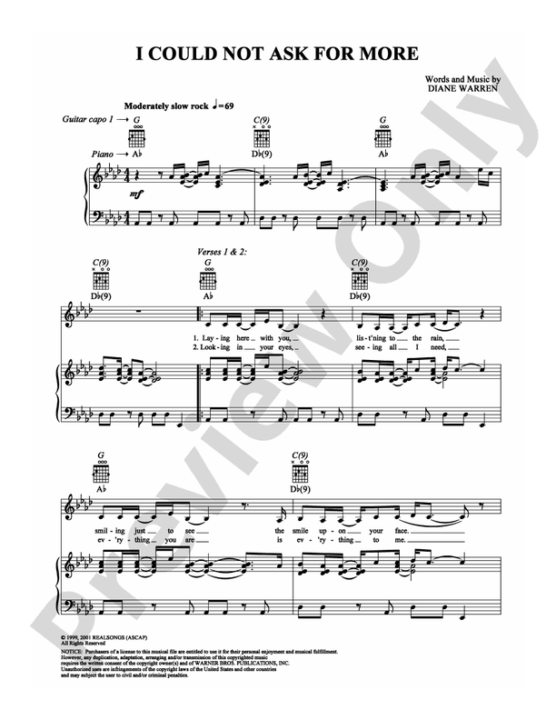 I Could Not Ask For More: Piano/Vocal/Chords: Sara Evans - Digital ...