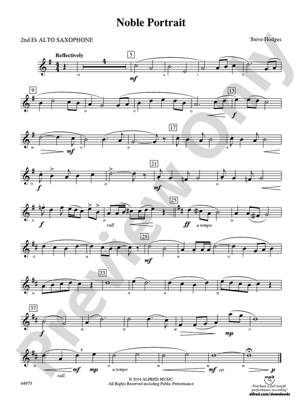 Noble Portrait: 2nd E-flat Alto Saxophone: 2nd E-flat Alto Saxophone Part - Digital Sheet Music ...