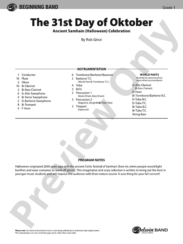 The 31st Day of Oktober: Score: Concert Band Score - Digital Sheet ...
