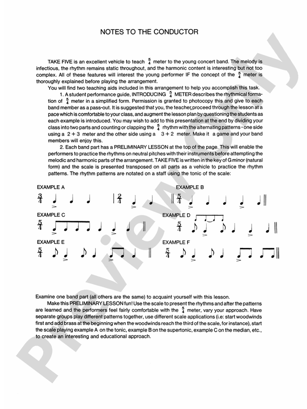 Take Five: Score: Concert Band Score - Digital Sheet Music Download