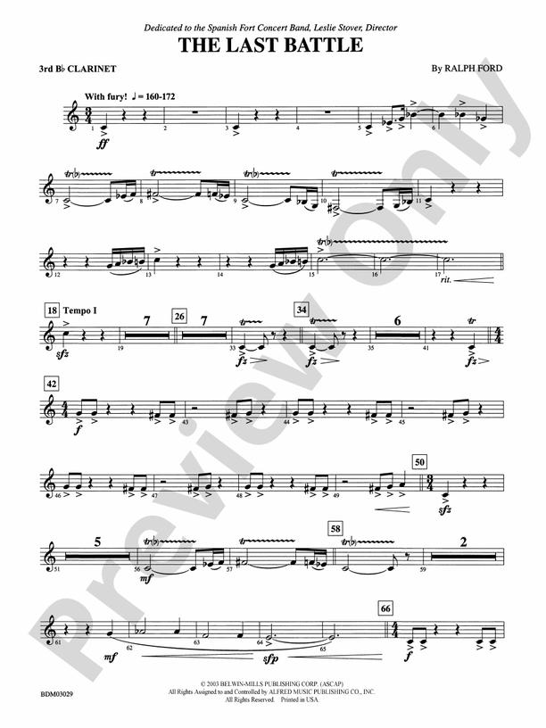 The Last Battle: 3rd B-flat Clarinet: 3rd B-flat Clarinet Part ...