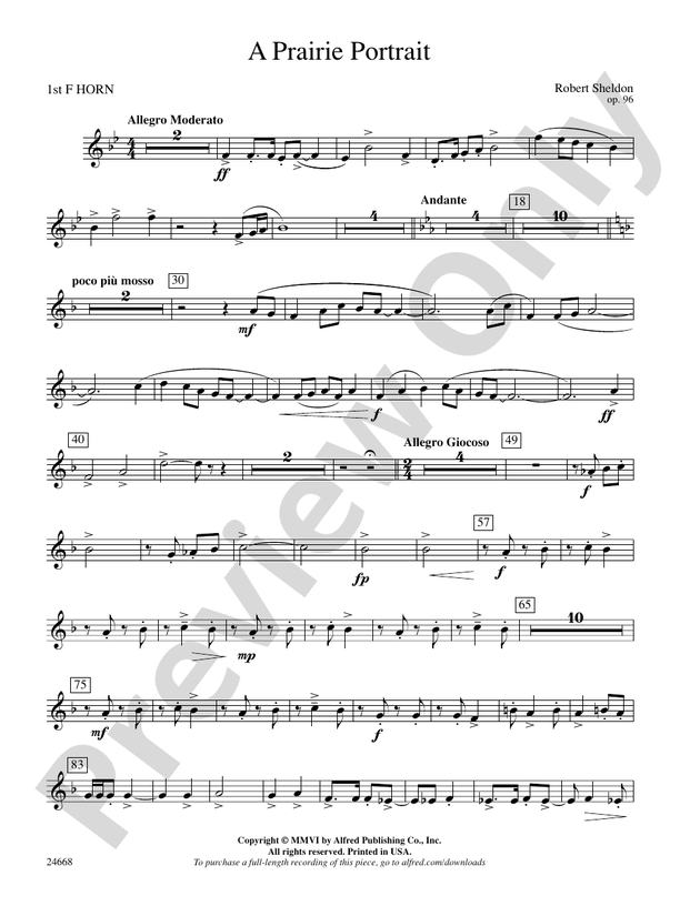 A Prairie Portrait: 1st F Horn: 1st F Horn Part - Digital Sheet Music ...