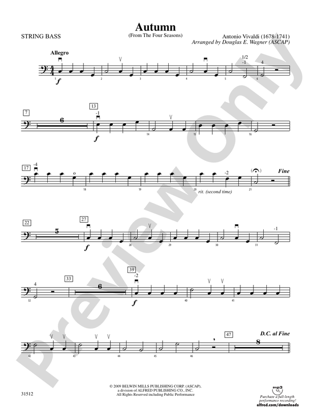Autumn (from The Four Seasons): String Bass: String Bass Part - Digital ...