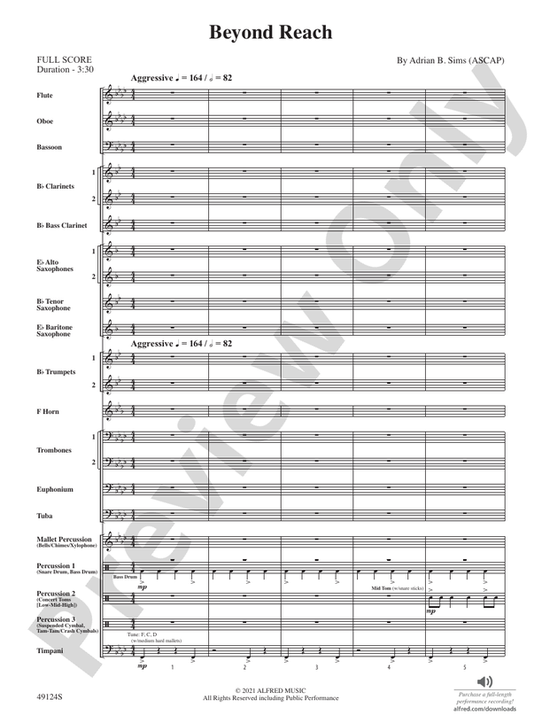 Beyond Reach: Concert Band Conductor Score & Parts: Adrian B. Sims ...