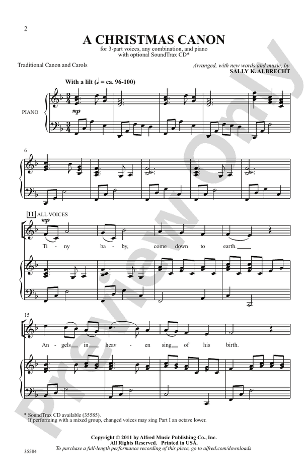 A Christmas Canon: 3-Part, any combination Choral Octavo - Digital ...