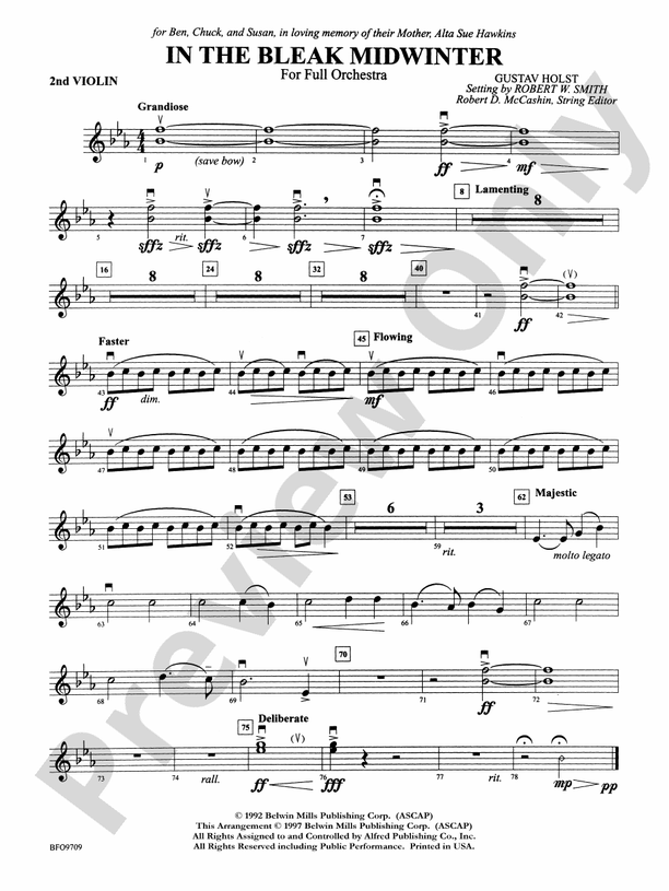 In the Bleak Midwinter: 2nd Violin: 2nd Violin Part - Digital Sheet ...