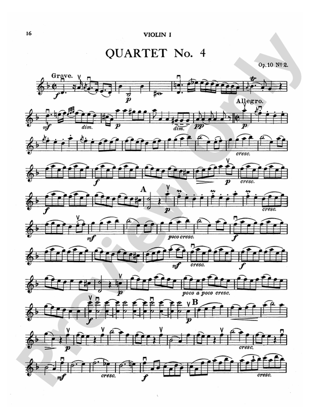 Boccherini: Nine Selected String Quartets: String Quartet No. 4 (Violin I) Part - Digital Sheet ...