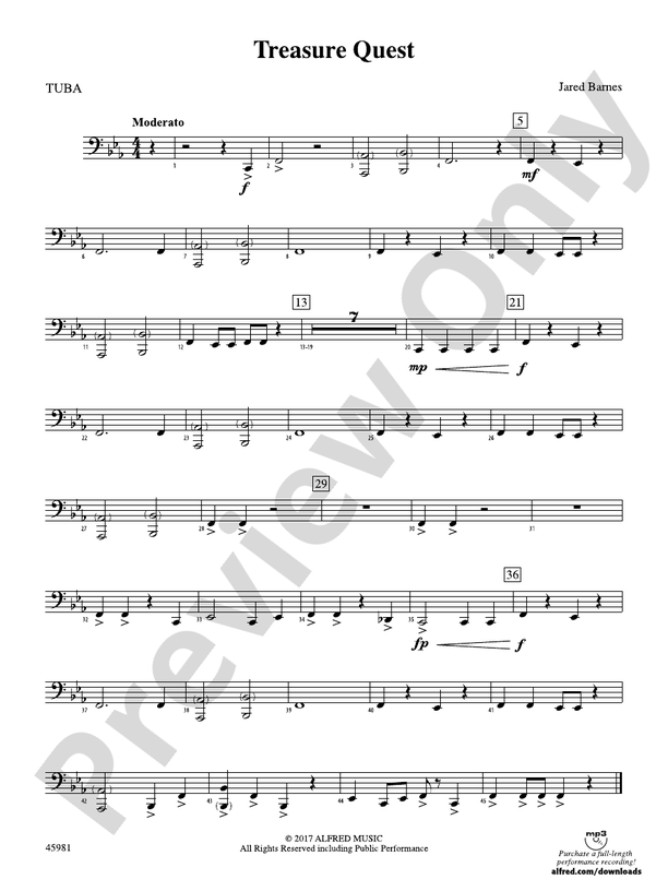 Treasure Quest: Tuba: Tuba Part - Digital Sheet Music Download