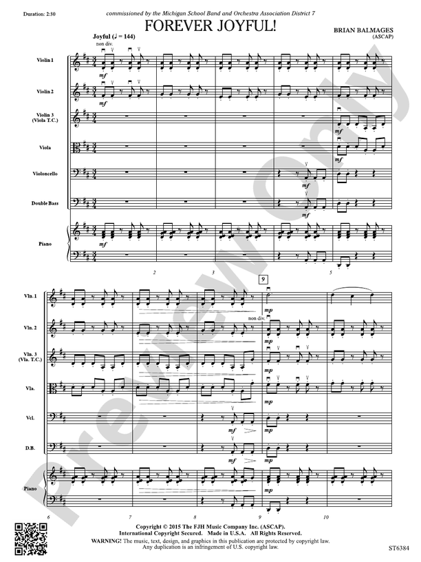 Forever Joyful!: Score: String Orchestra Score: Brian Balmages ...