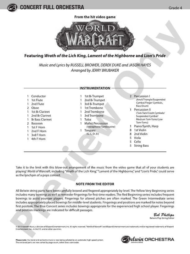 World of Warcraft: Score: Full Orchestra Score - Digital Sheet Music ...