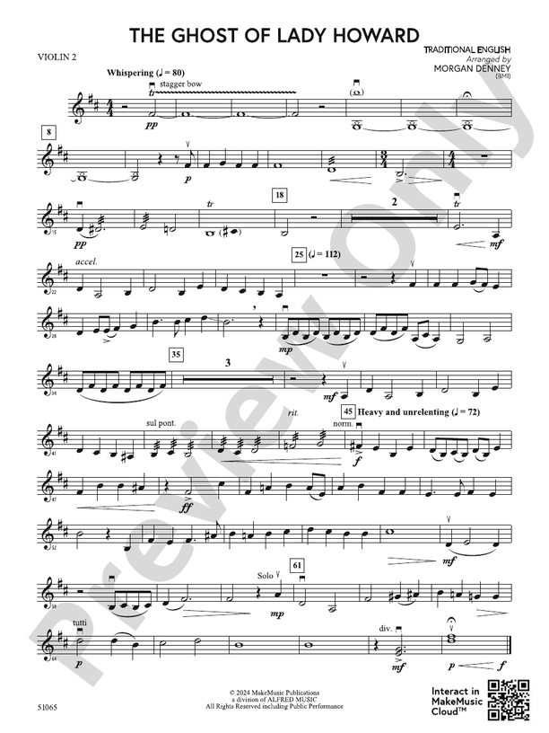 The Ghost of Lady Howard: 2nd Violin: 2nd Violin Part - Digital Sheet ...