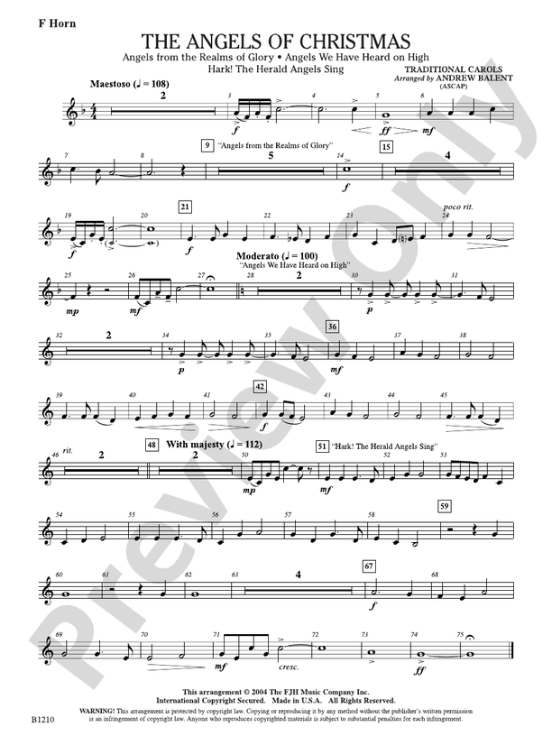 The Angels of Christmas: F Horn: F Horn Part: Andrew Balent - Digital ...