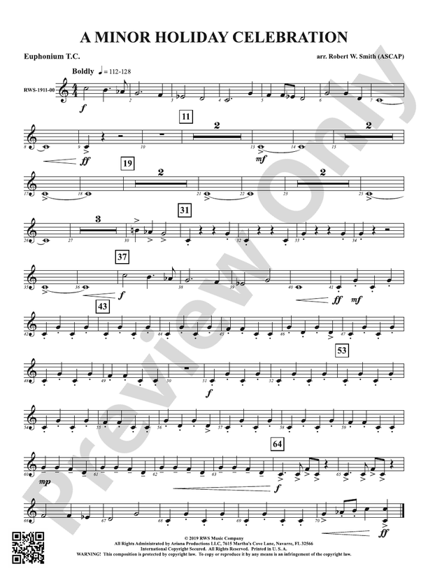 A Minor Holiday Celebration: Baritone T.C.: Baritone T.C. Part ...