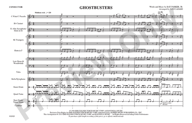 Ghostbusters: Score: Marching Band Score - Digital Sheet Music Download