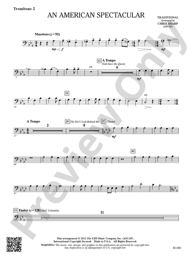 An American Spectacular: Trombone 2: Trombone 2 Part: Chris Sharp ...
