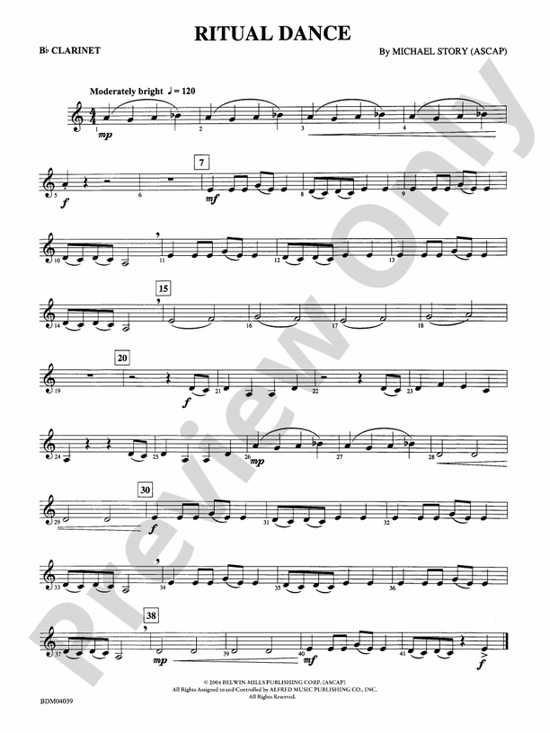 Ritual Dance: 1st B-flat Clarinet: 1st B-flat Clarinet Part - Digital ...