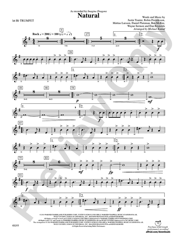 Natural: 1st B-flat Trumpet: 1st B-flat Trumpet Part - Digital Sheet ...