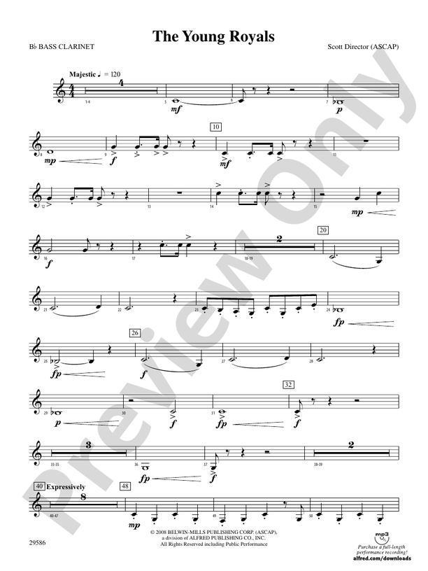 The Young Royals: B-flat Bass Clarinet: B-flat Bass Clarinet Part ...