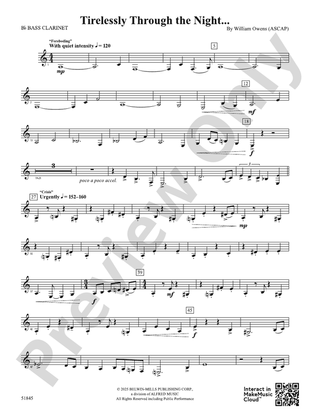 Tirelessly Through the Night...: B-flat Bass Clarinet: B-flat Bass Clarinet Part - Digital Sheet ...
