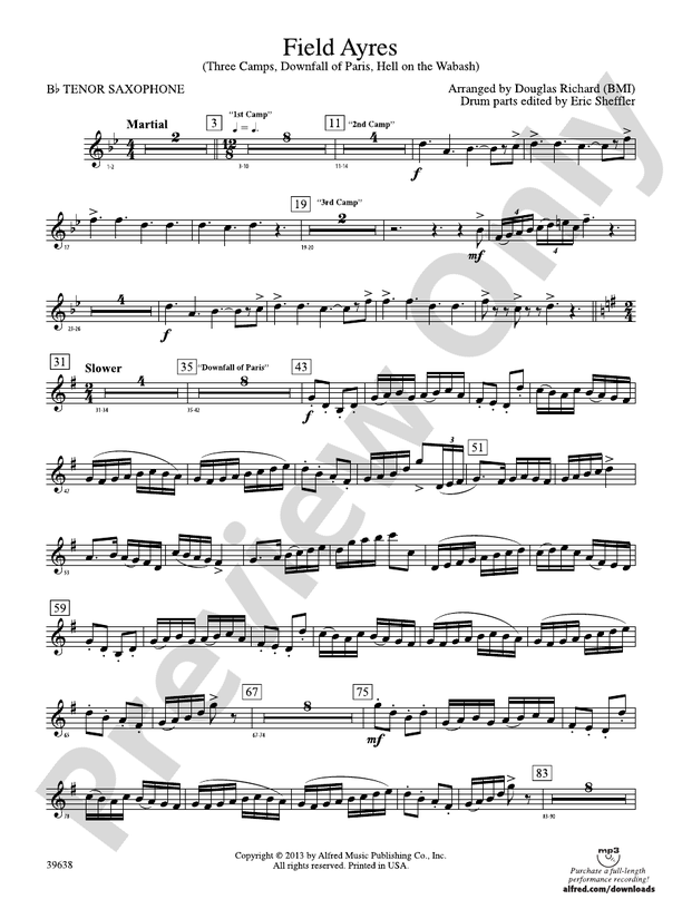 Field Ayres: B-flat Tenor Saxophone: B-flat Tenor Saxophone Part ...