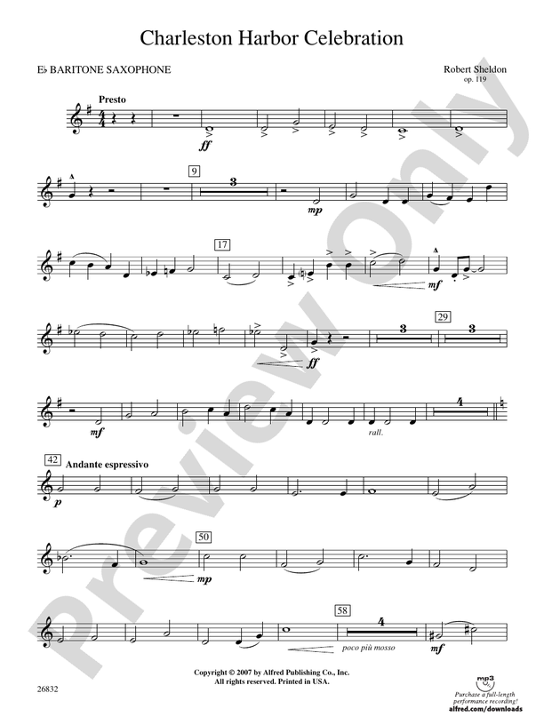 Charleston Harbor Celebration: E-flat Baritone Saxophone: E-flat Baritone Saxophone Part ...