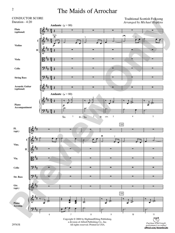 The Maids of Arrochar: String Orchestra Conductor Score & Parts ...