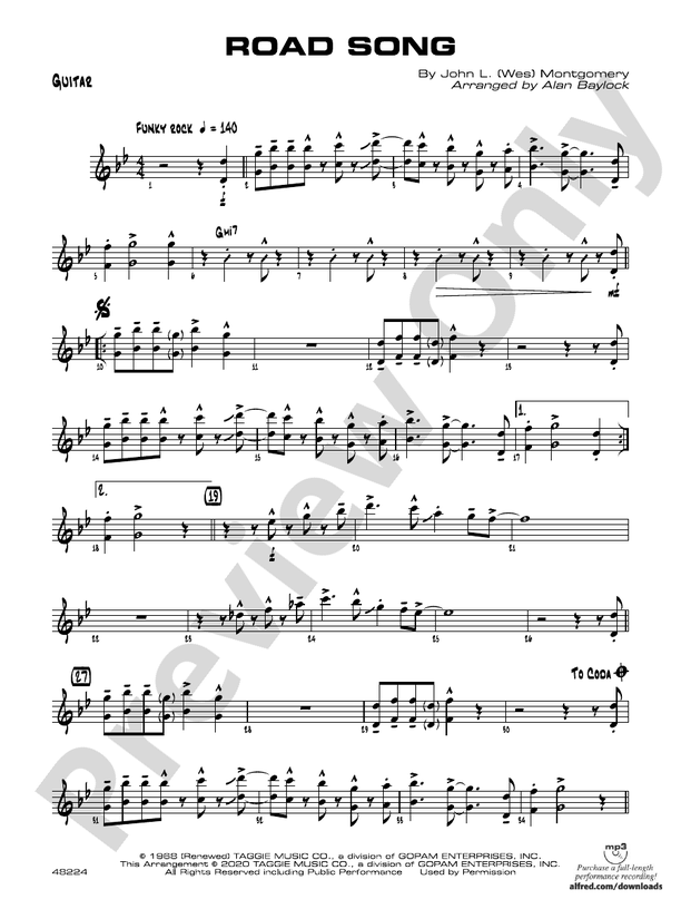 Road Song: Guitar: Guitar Part - Digital Sheet Music Download