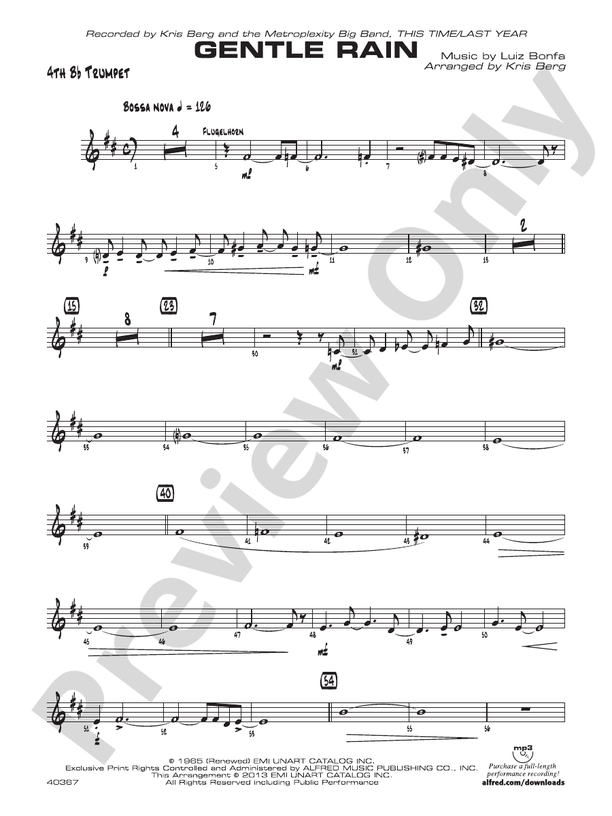 Gentle Rain: 4th B-flat Trumpet: 4th B-flat Trumpet Part - Digital ...
