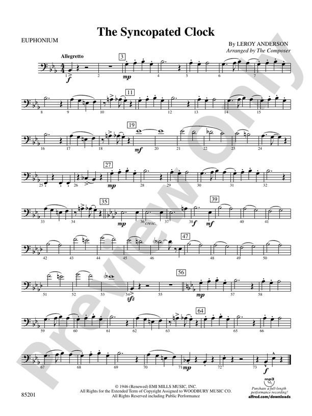 The Syncopated Clock: Baritone B.C.: Baritone B.C. Part - Digital Sheet ...