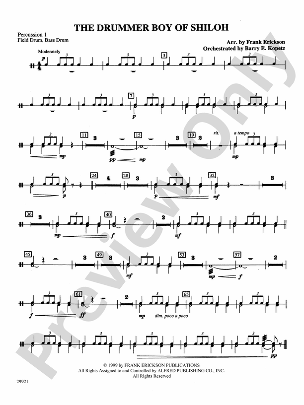 The Drummer Boy of Shiloh: 1st Percussion: 1st Percussion Part ...