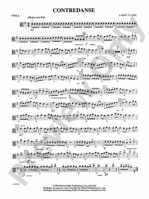 Contredanse: Viola: Viola Part - Digital Sheet Music Download