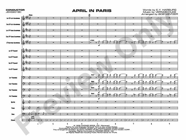 April in Paris: Score: Jazz Ensemble Score - Digital Sheet Music Download