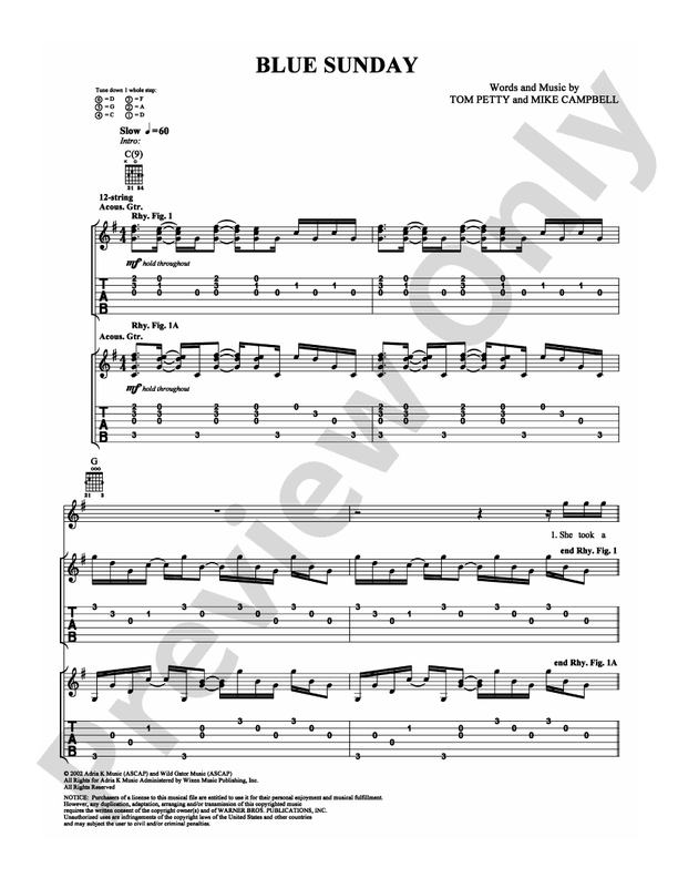 Blue Sunday: Guitar TAB: Tom Petty And The Heartbreakers - Digital ...