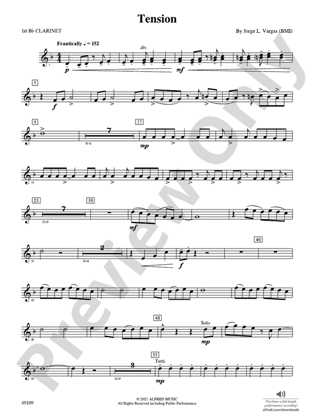 Tension: 1st B-flat Clarinet: 1st B-flat Clarinet Part - Digital Sheet ...