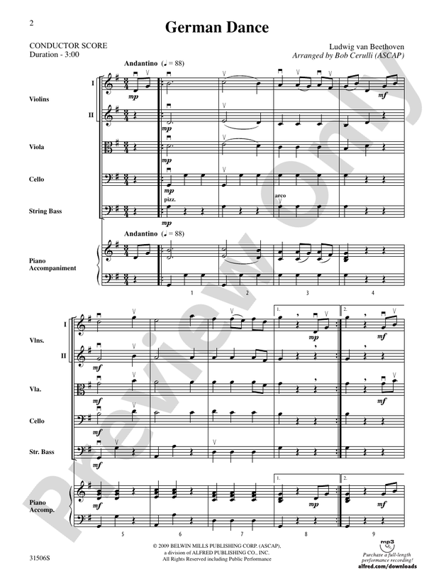 German Dance: Score: String Orchestra Score - Digital Sheet Music Download