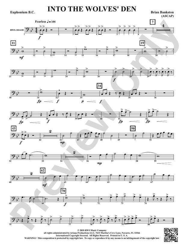 Into the Wolves' Den: Baritone B.C.: Baritone B.C. Part: Brian Bankston ...