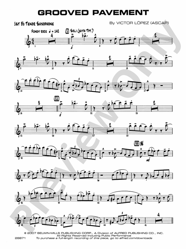 Grooved Pavement: B-flat Tenor Saxophone: B-flat Tenor Saxophone Part ...