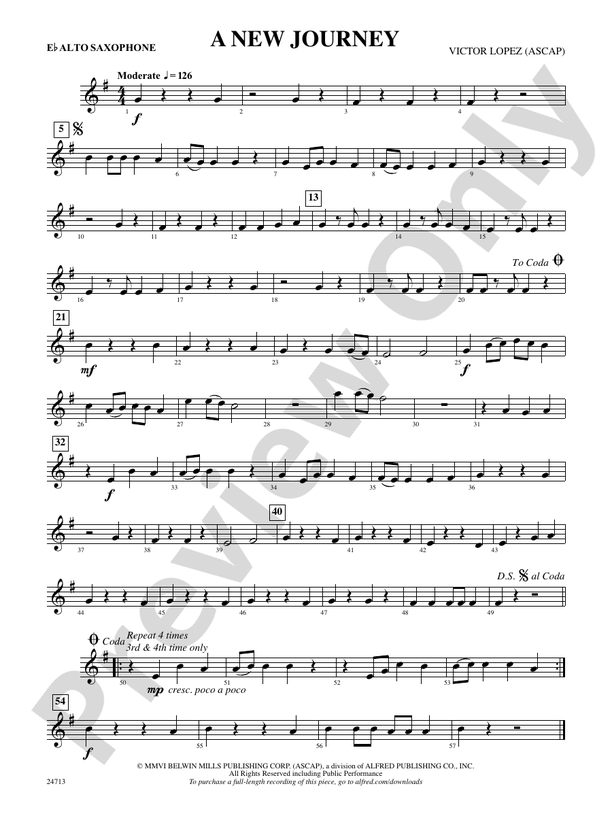A New Journey: E-flat Alto Saxophone: E-flat Alto Saxophone Part - Digital Sheet Music Download