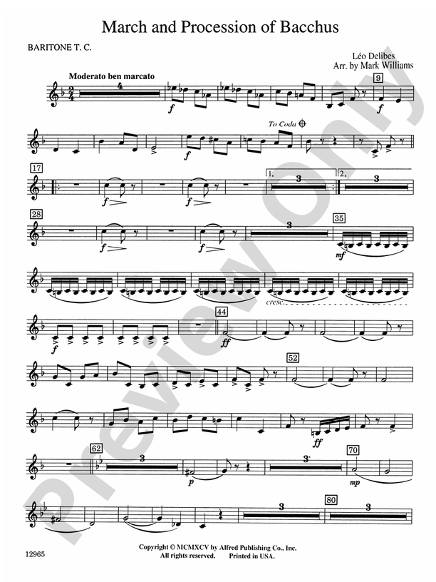 March and Procession of Bacchus: Baritone T.C.: Baritone T.C. Part ...
