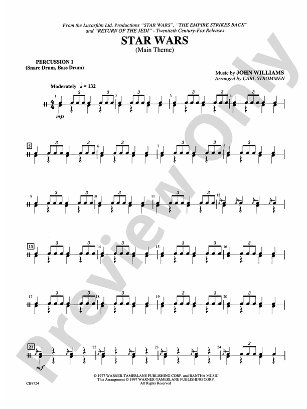 Star Wars® Main Theme: 1st Percussion: 1st Percussion Part - Digital ...