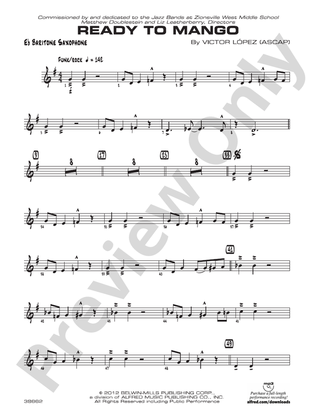 Ready to Mango: E-flat Baritone Saxophone: E-flat Baritone Saxophone Part - Digital Sheet Music ...