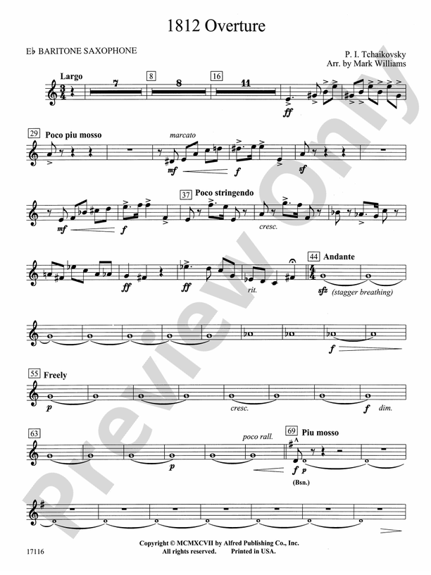1812 Overture: E-flat Baritone Saxophone: E-flat Baritone Saxophone Part - Digital Sheet Music ...