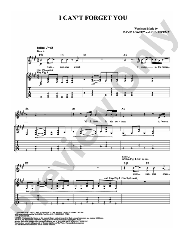 I Can't Forget You: Guitar TAB: Cracker - Digital Sheet Music Download