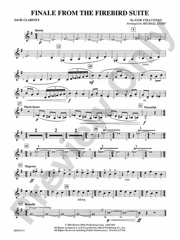Finale from The Firebird Suite: 3rd B-flat Clarinet: 3rd B-flat ...