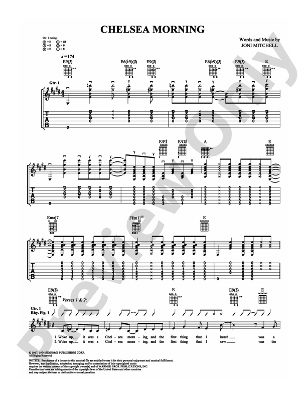 Chelsea Morning: Guitar TAB: Joni Mitchell - Digital Sheet Music Download