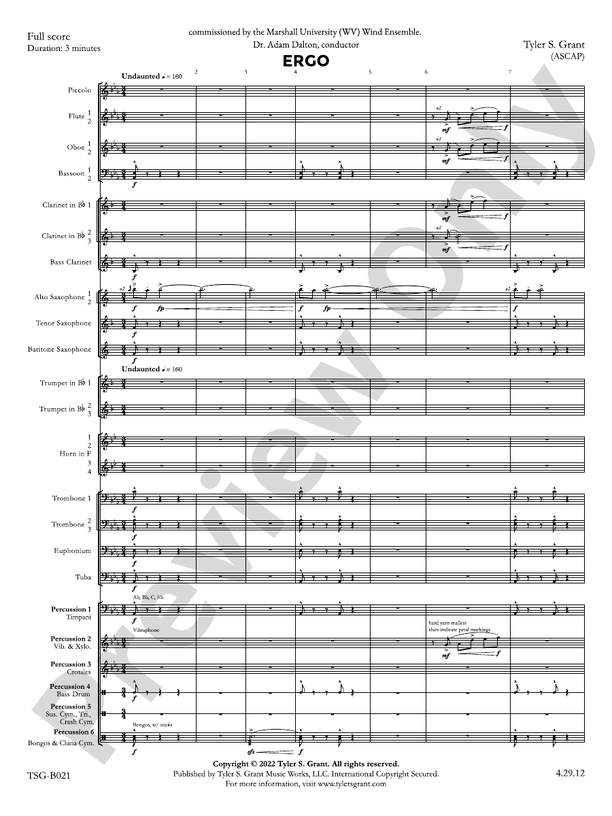 Ergo: Score: Concert Band Score - Digital Sheet Music Download