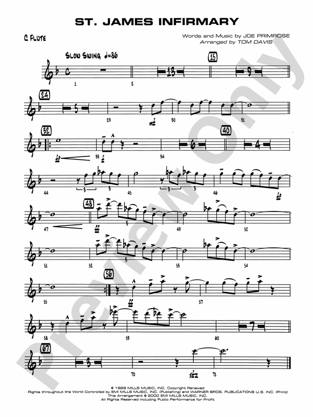 St. James Infirmary: Flute: Flute Part - Digital Sheet Music Download