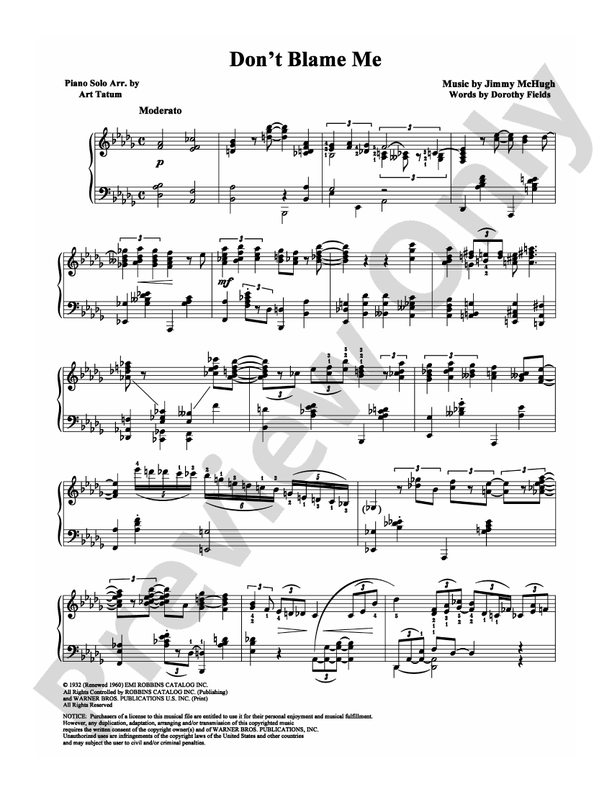 Don't Blame Me: Piano: Art Tatum - Digital Sheet Music Download