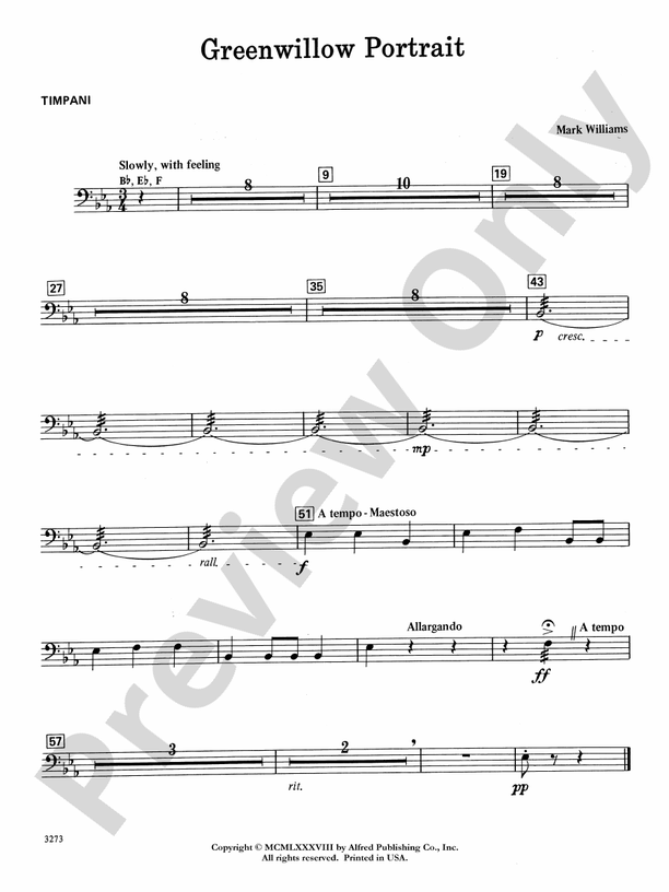 Greenwillow Portrait: Timpani: Timpani Part - Digital Sheet Music Download
