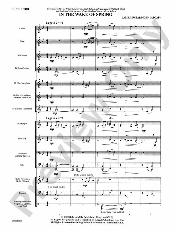 In the Wake of Spring: Concert Band Conductor Score & Parts: James ...